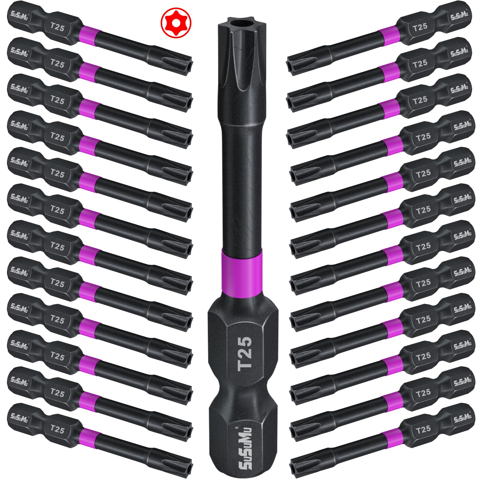 Snapklik.com : T25 Torx Bits For Impact Driver,SuSuMu 25 Pieces T25 2 ...