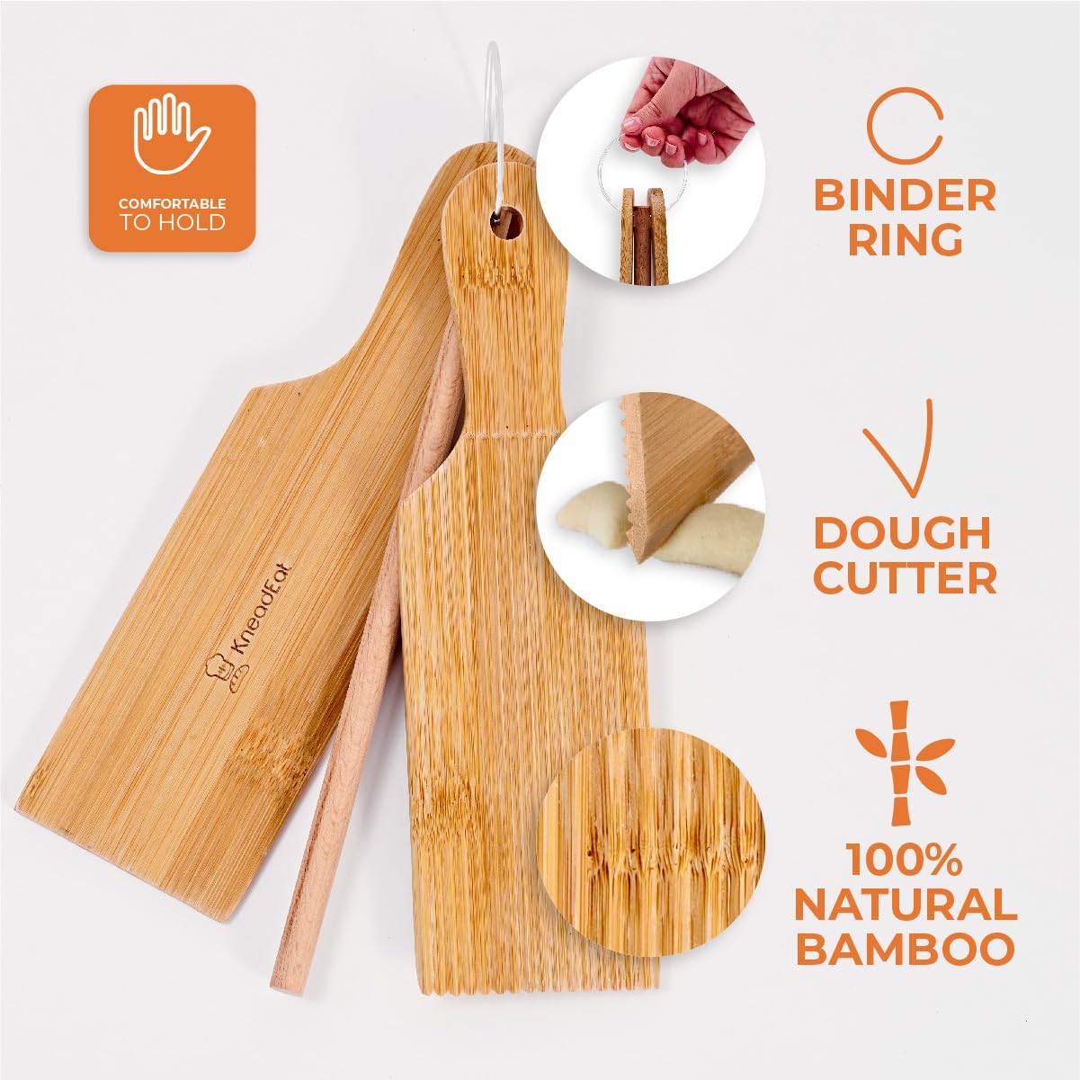 Snapklik.com : KneadEat Gnocchi Board Set Natural Bamboo Wooden Set For ...