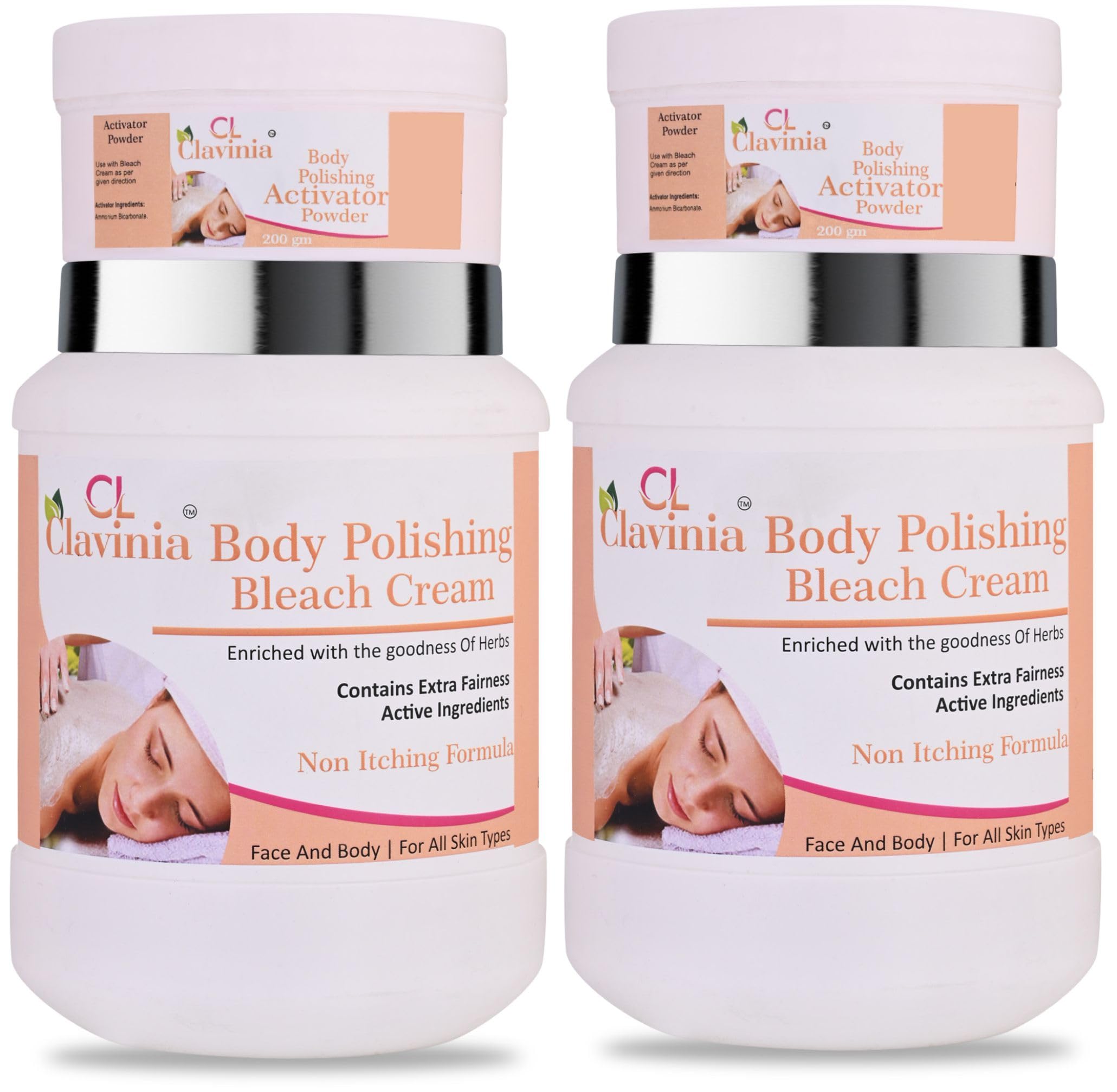 Clavinia Body Polishing Bleach Cream With Activator Powder Pack Of 2 ...