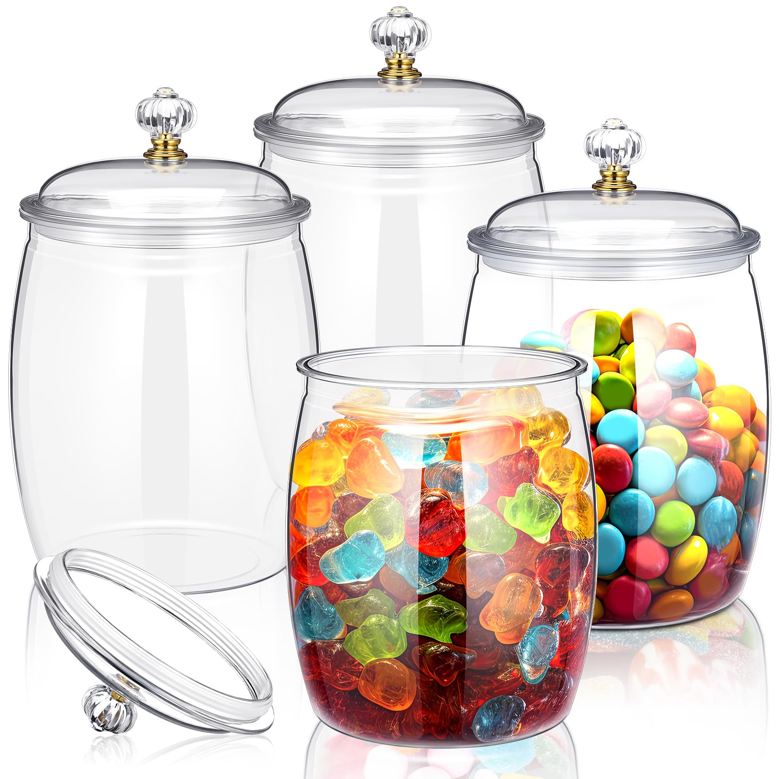 Amazon.com: Nuogo Candy and Cookie Jar Plastic Jars with Lids ...