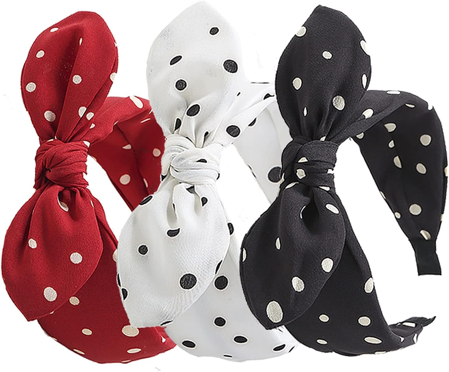 Amazon.com : Lvyeer 3 Pack Bow Headbands for Women,Wide Polka Dot ...