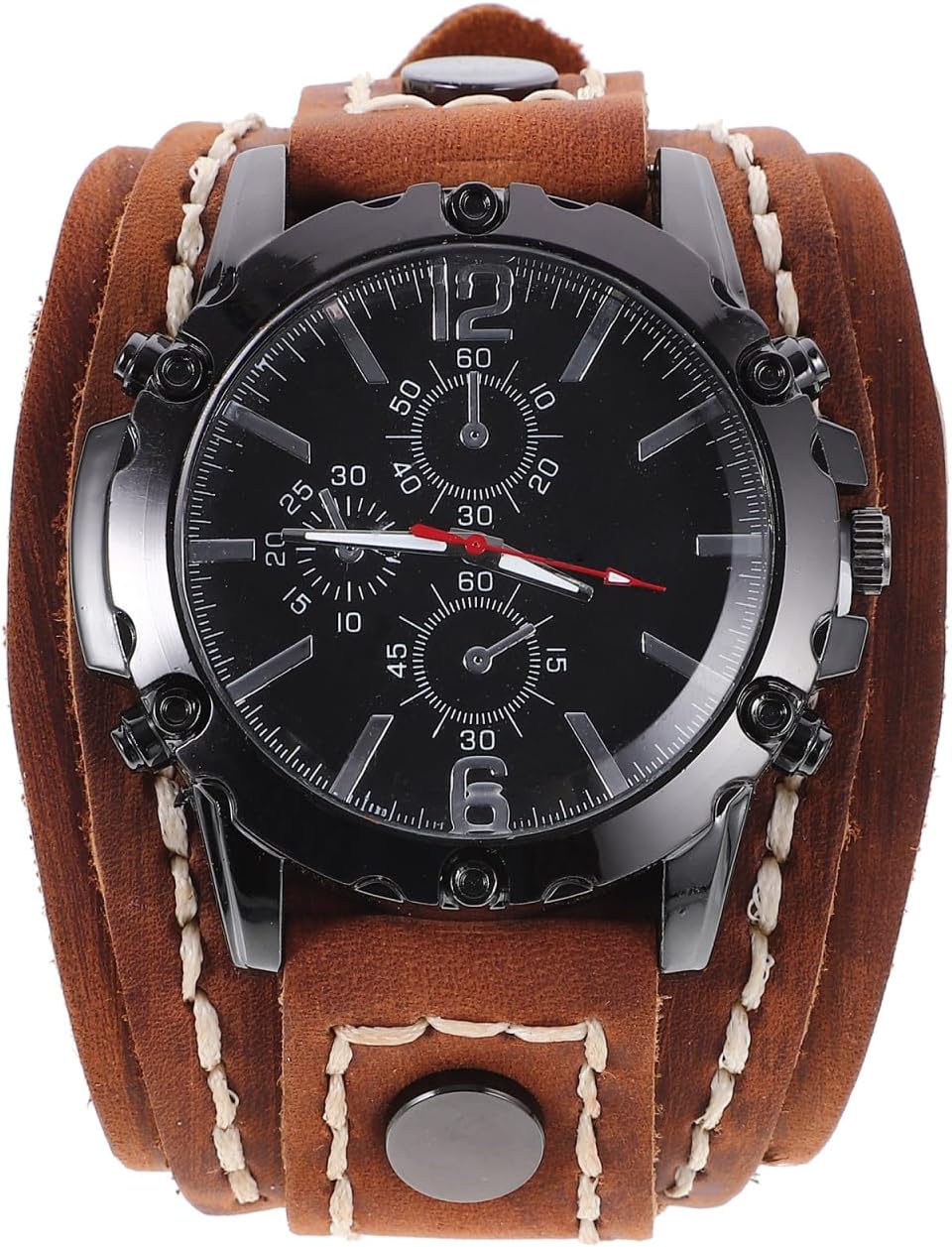 Amazon.com: Men Wristwatch:Leather Cuff Watch Analog Quartz Watch for ...