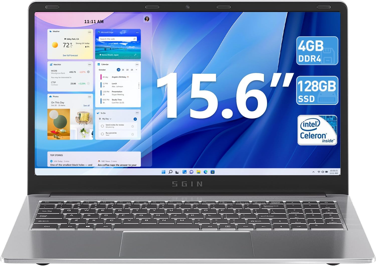 Amazon.com: SGIN Laptops, Laptop 15 Inch, 4GB DDR4 128GB SSD Laptops ...