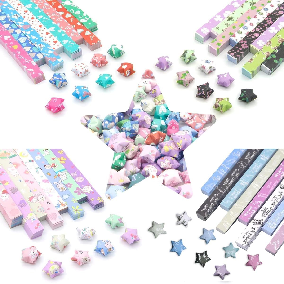 Origami Stars Paper 1030 Sheets - 27 Color Assortment - Double Sided ...