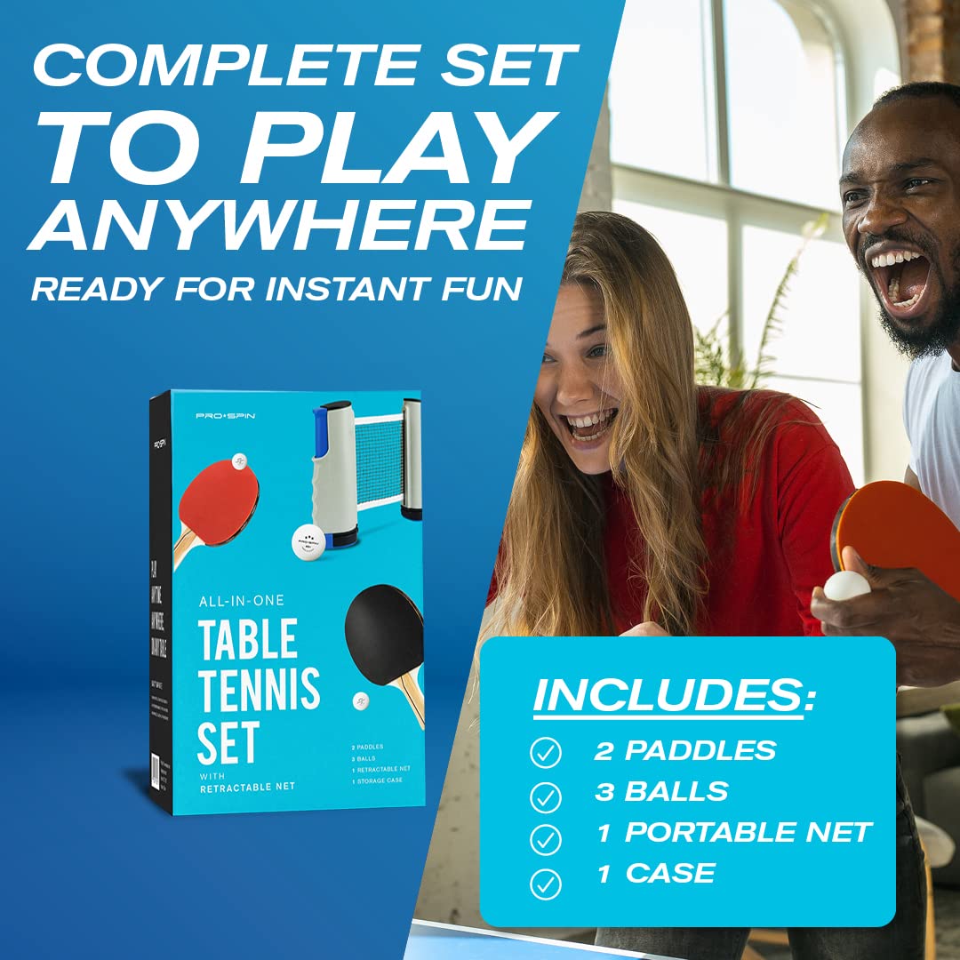 Snapklik.com : PRO-SPIN All-in-One Portable Ping Pong Paddles Set Table ...