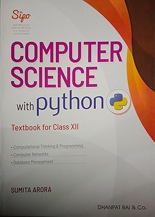 COMPUTER SCIENCE WITH PYTHON TEXTBOOK FOR CLASS XII : Amazon.in: Books