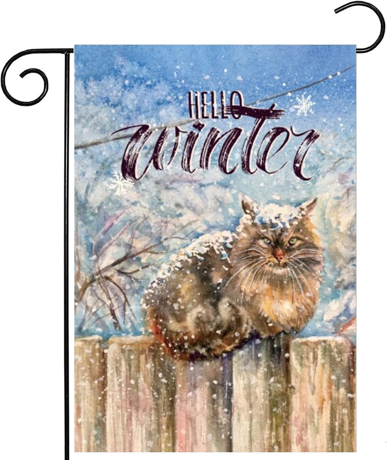 Amazon.com : Morigins Hello Winter Cat Garden Flag for Outside Double ...