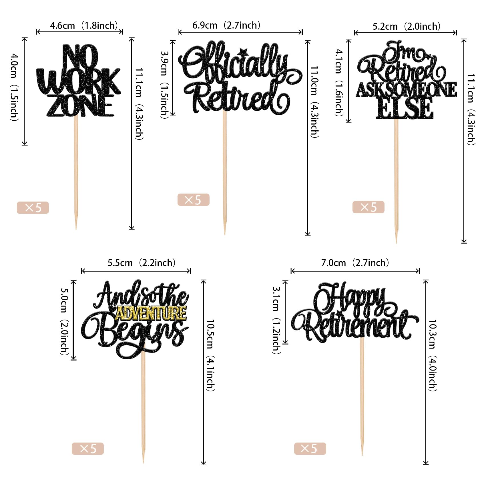 Snapklik.com : 30 PCS Happy Retirement Cupcake Toppers Officially ...