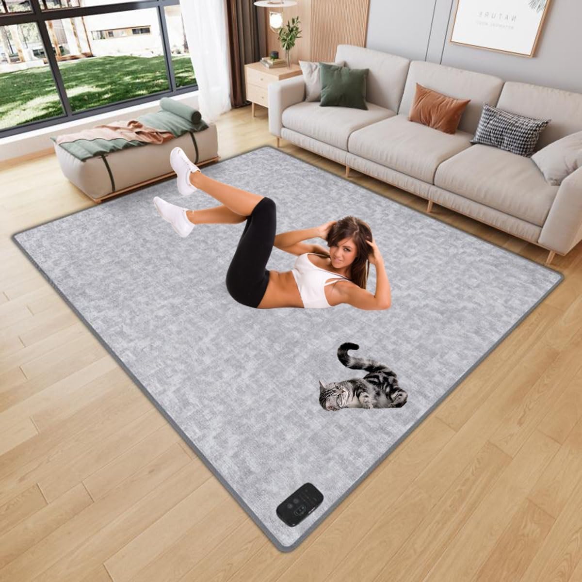 YAERLE Electric Heated Floor Mat, Modern Floral Area Rug, Large Size ...