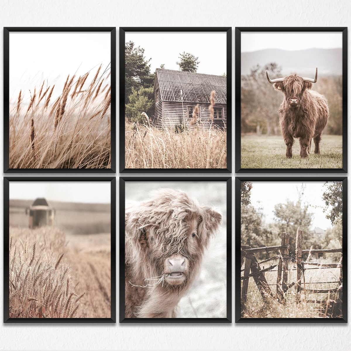 Amazon.com: 6PCS Vintage Farm Cow Farmhouse Decor Cow Print Wall Art ...