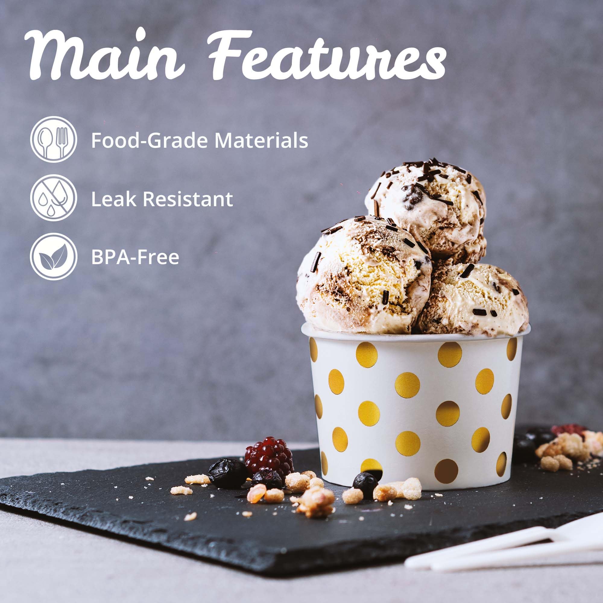 9oz Paper Dessert Bowls 50-Count 9oz Paper Ice Cream Cups - Disposable ...