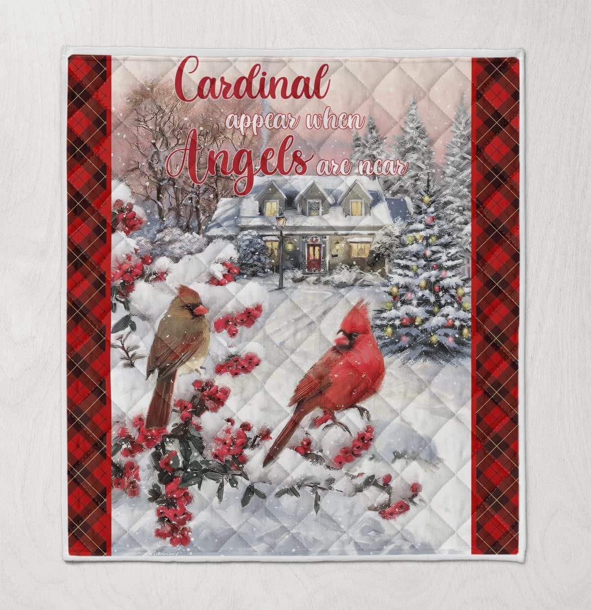 Christmas Cardinal Appear When Angels are Near Quilt Blanket ...