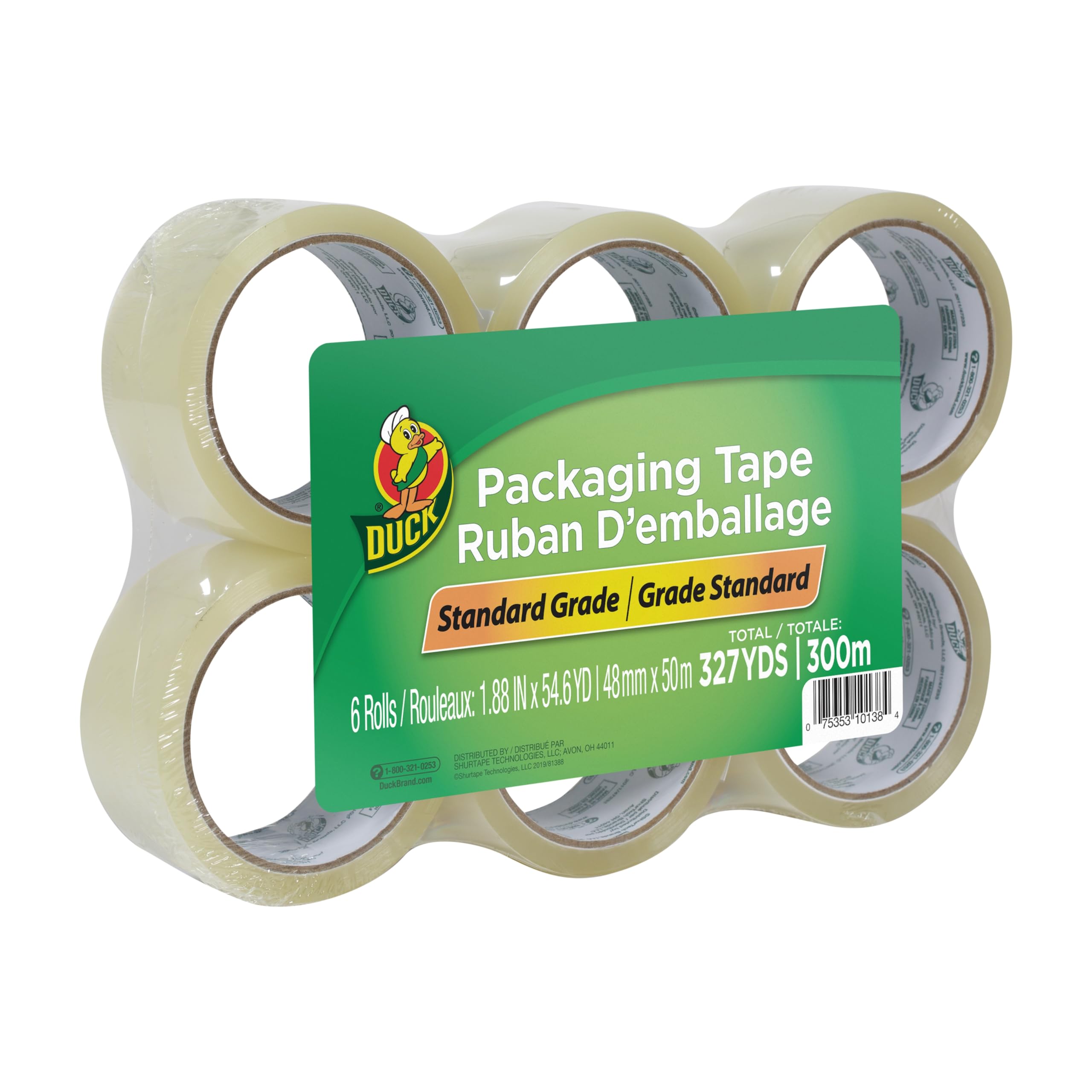 Snapklik.com : Duck Brand Standard Packing Tape Refill, 6 Rolls, 1.88 ...