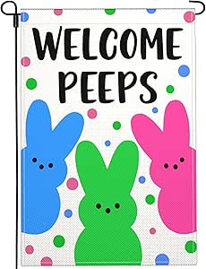 Amazon.com : Shuitouk Happy Easter Peeps Garden Flag Welcome Easter ...