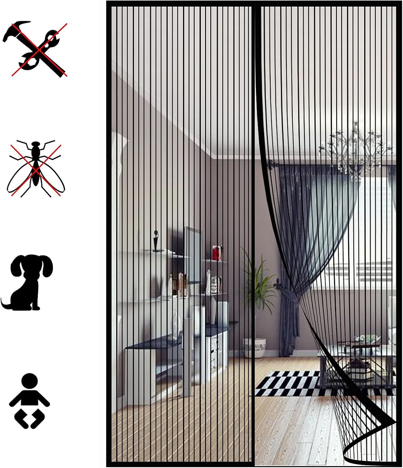 LIZHONG-SLT Magnetic Fly Insect Screen Door，Magnetic Curtain Paste ...