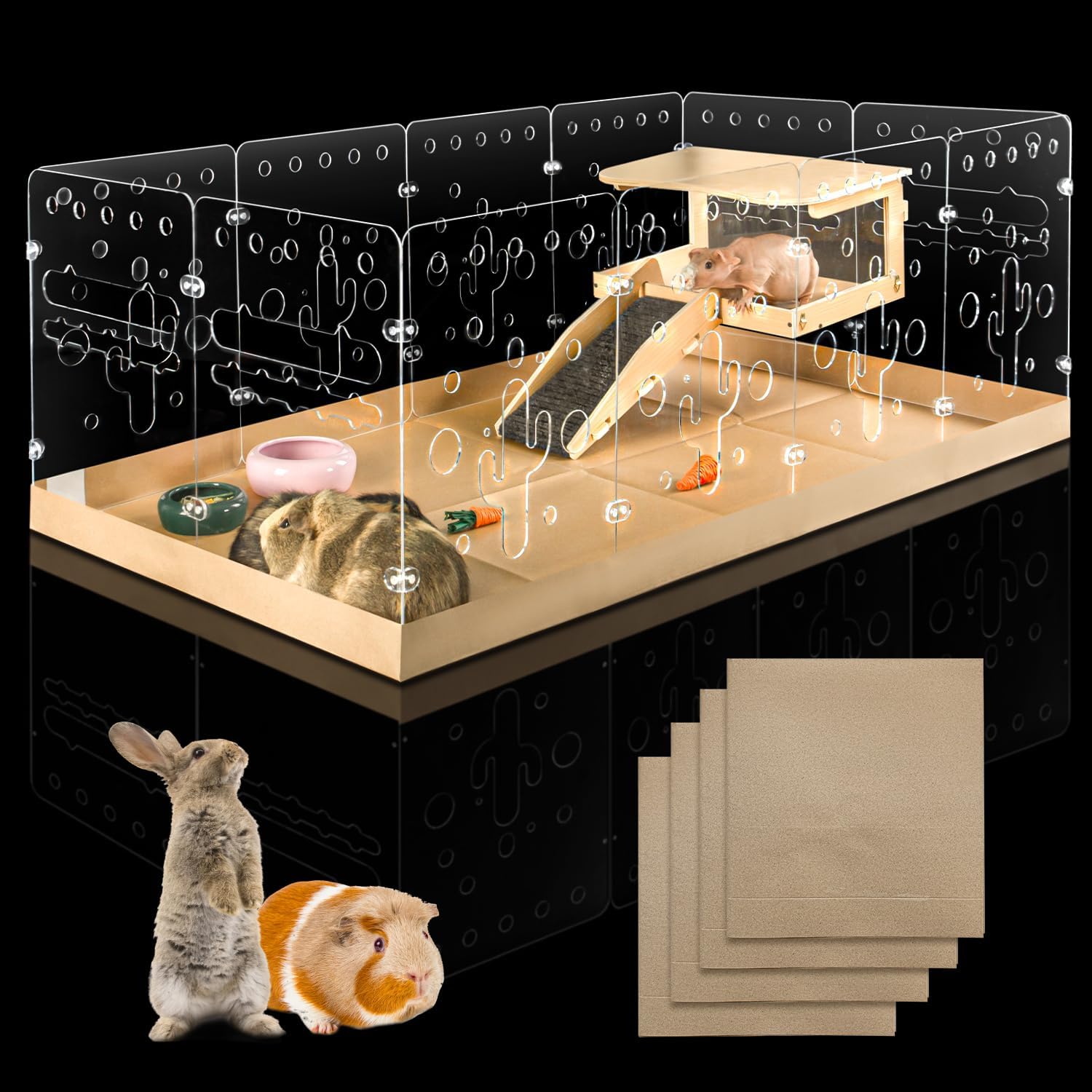 Amazon.com : OIIBO Acrylic Guinea Pig Cage, Higher Wall Large Guinea ...