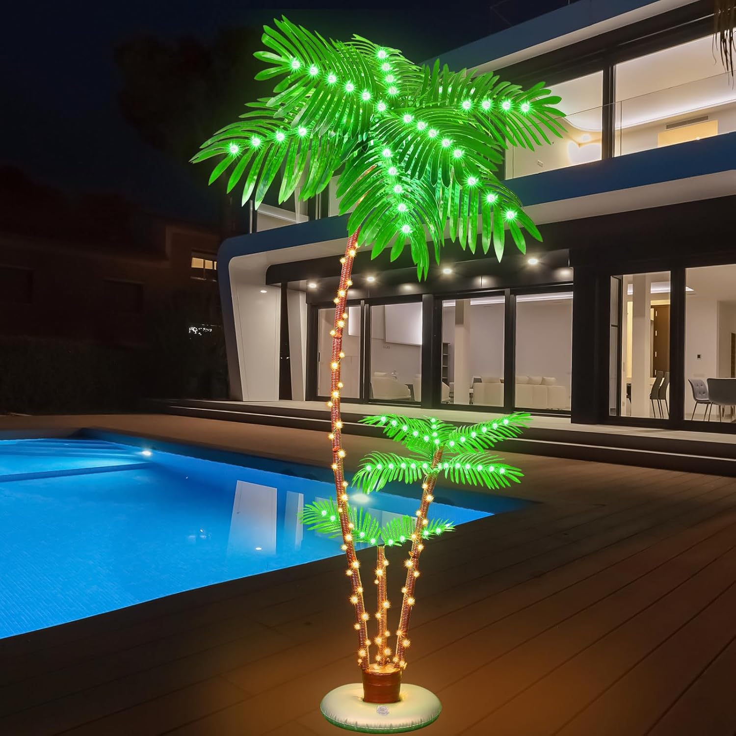 Amazon.com: 7FT Palm Tree Christmas Tree with Lights, Prelit Christmas ...