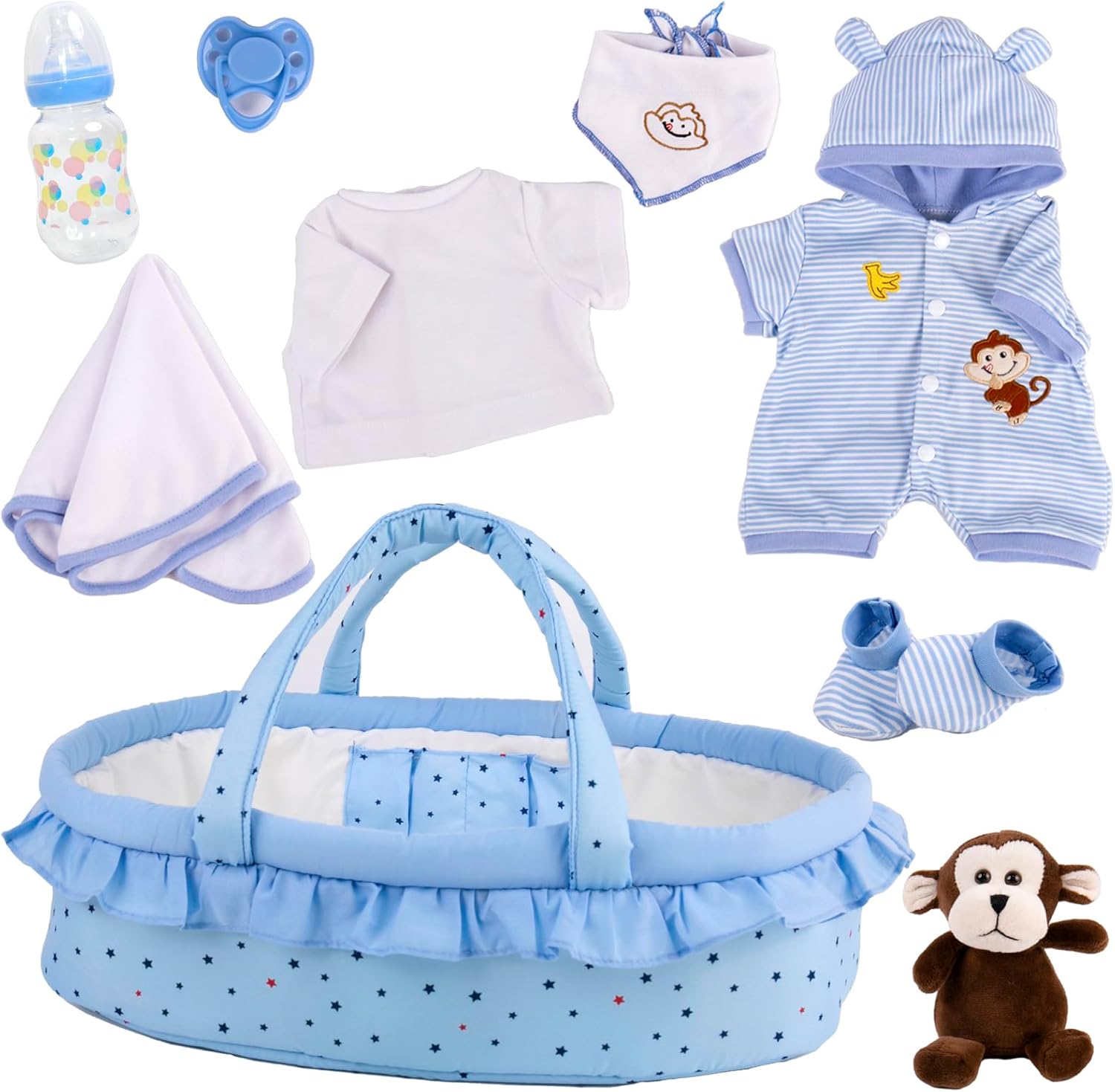 Amazon.com: Aori 9 Pcs Reborn Baby Dolls Outfit Set with Bassinet ...