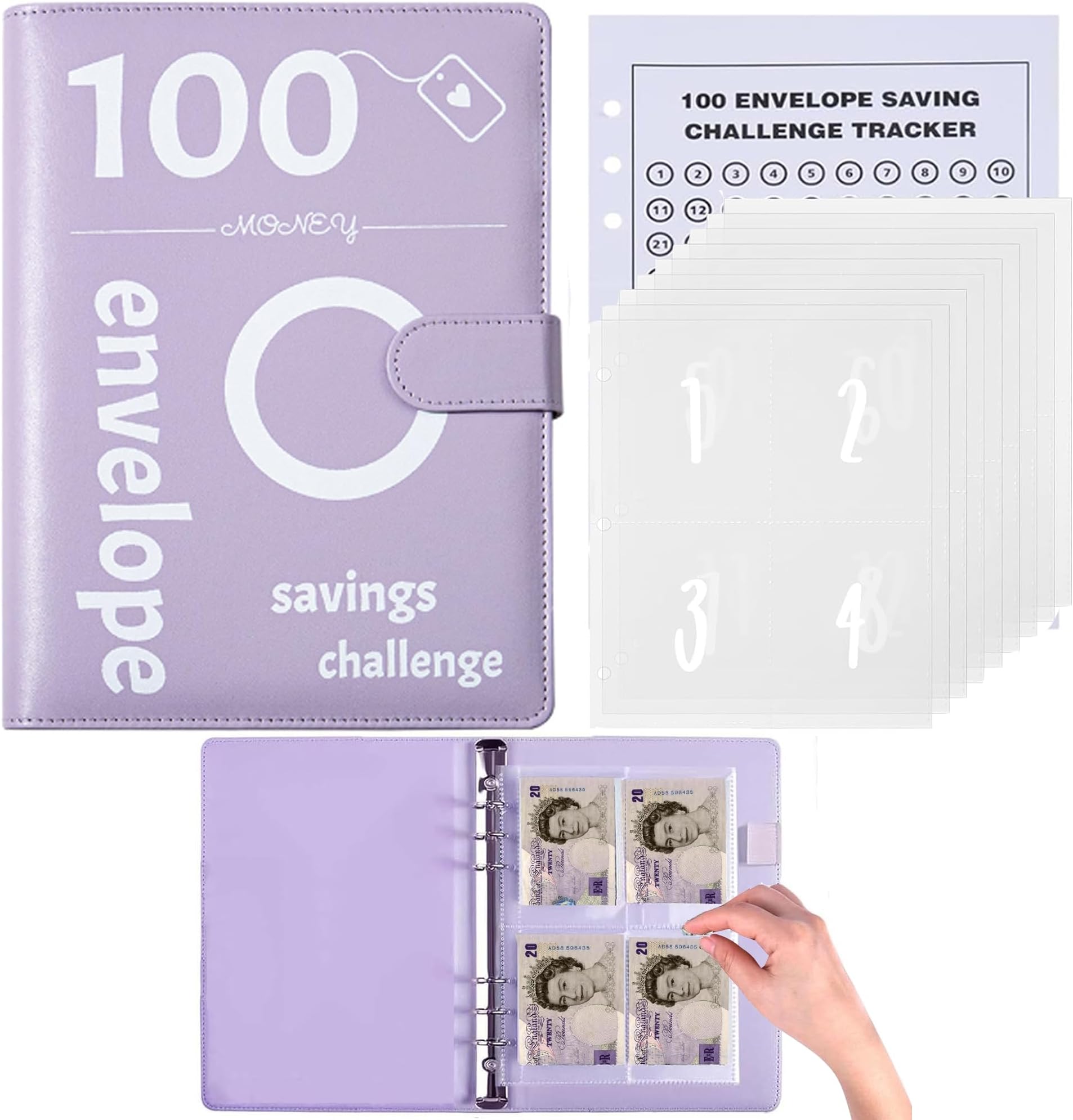 100 Envelopes Saving Challenge UK - Money Saving Book as Cash Stuffing ...