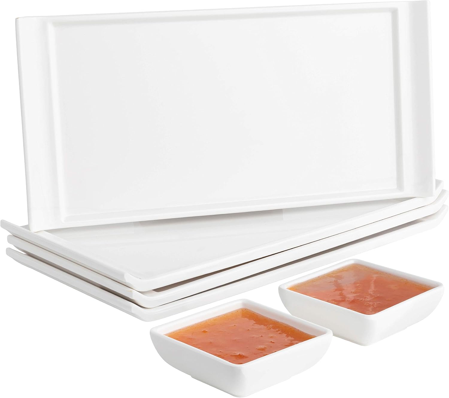 Amazon.com | 4 Plates Rectangular Dinner Plate 11" x 5.5" Super White ...