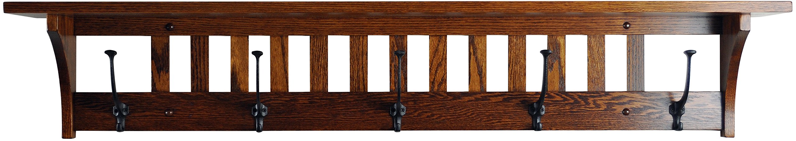 Buy Mission Style Wall ed Coat Rack with Shelf – Wooden Hat Rack ...