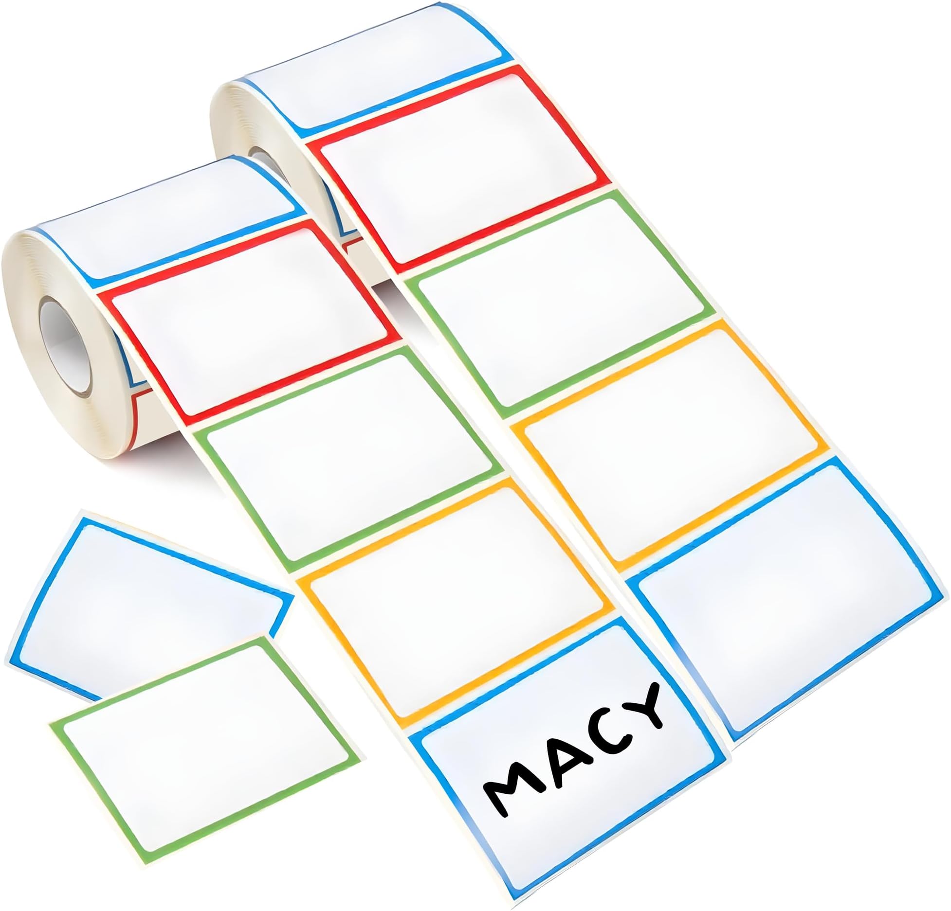 Amazon.com : 200 Name Tag Stickers Labels Colorful Border Blank Sticky ...