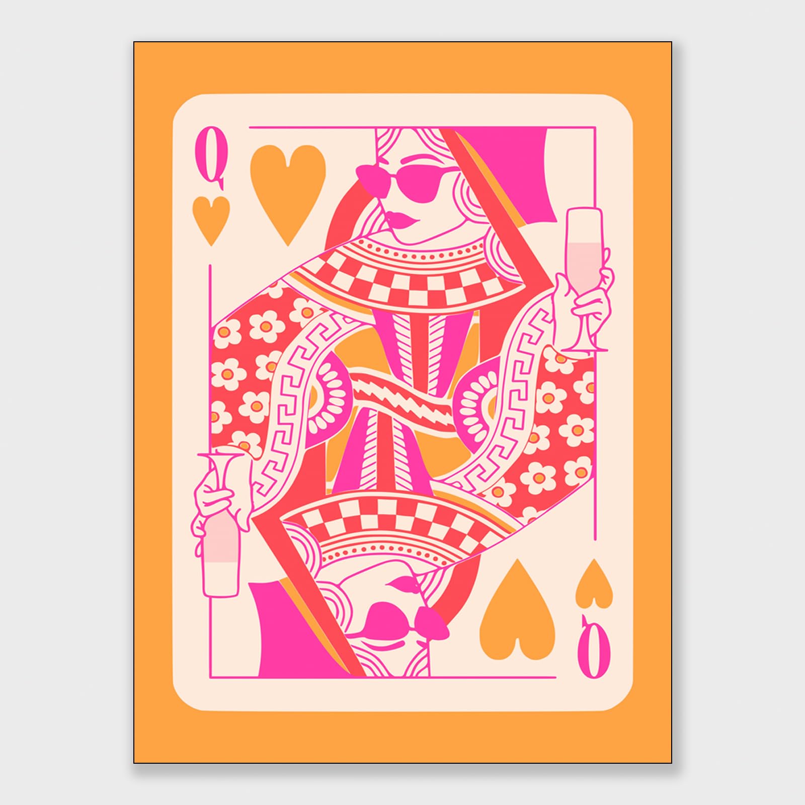 JCFOAS Trendy Retro Queen of Hearts Playing Card Funky Canvas Wall Art ...