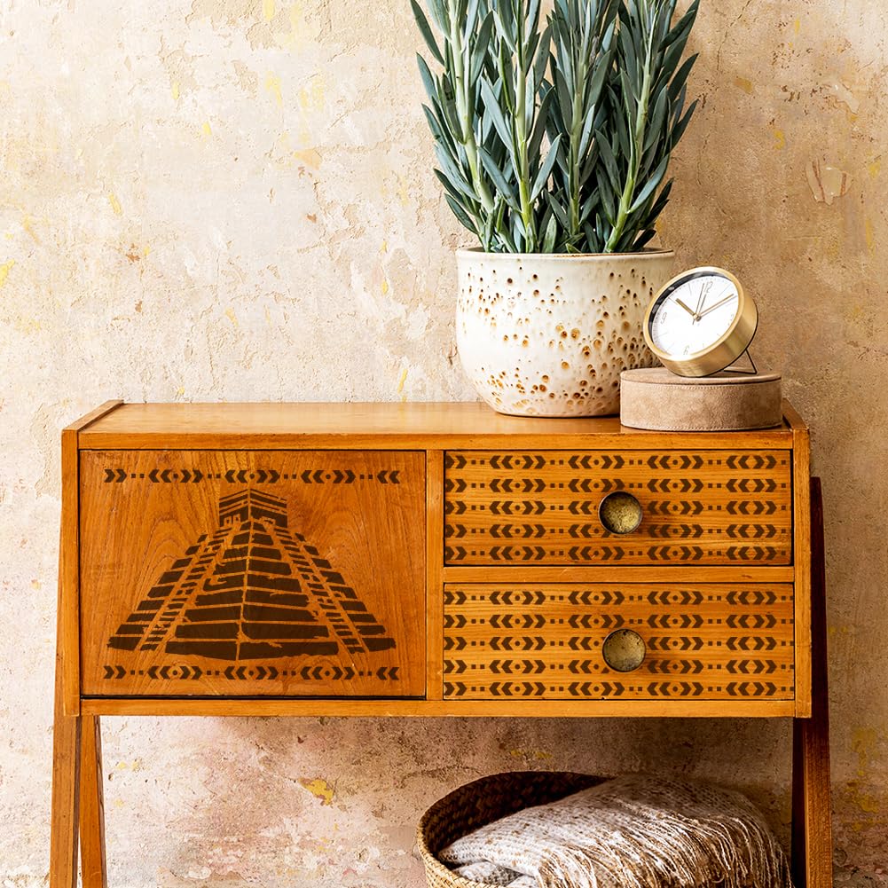 Mehndi Stencils Mayan Aztec Pyramid Stencil 8.3x11.7\" PET Egyptian ...