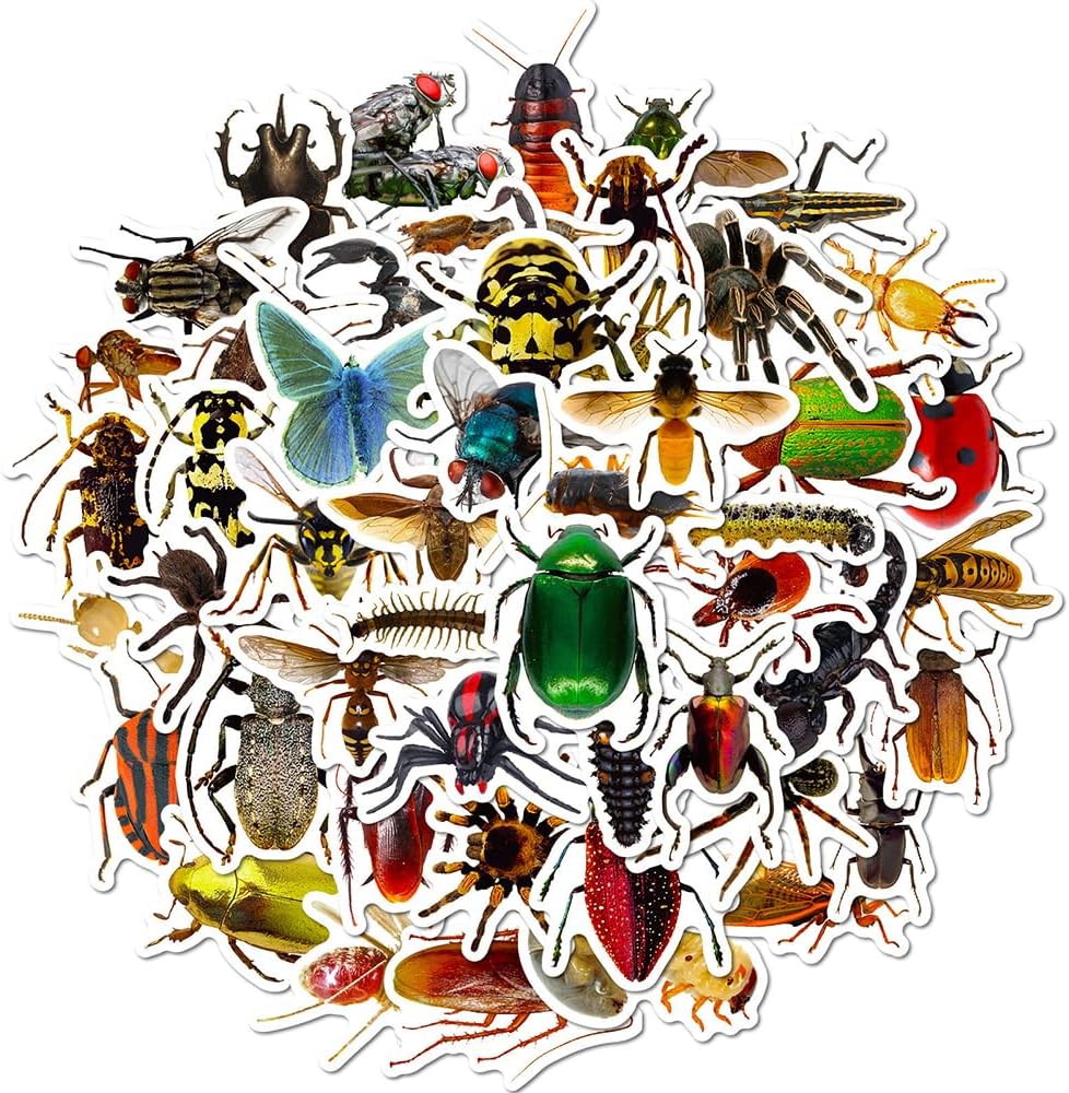 Amazon.com: Realistic Insect Vinyl Stickers, 50 PCS Waterproof Lifelike ...