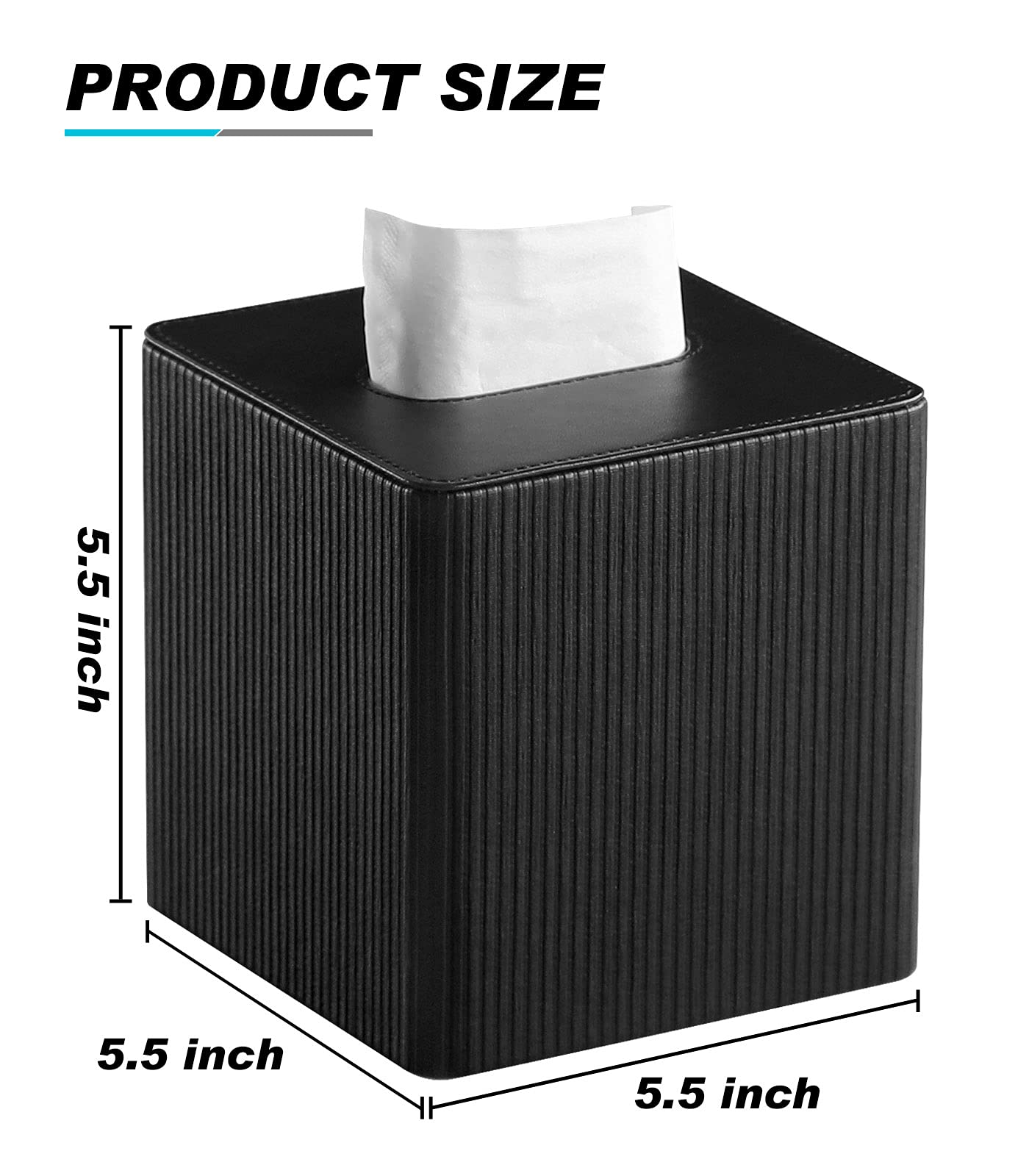 Cretkhp PU Leather Tissue Box Cover with Magnetic Closure, Modern ...