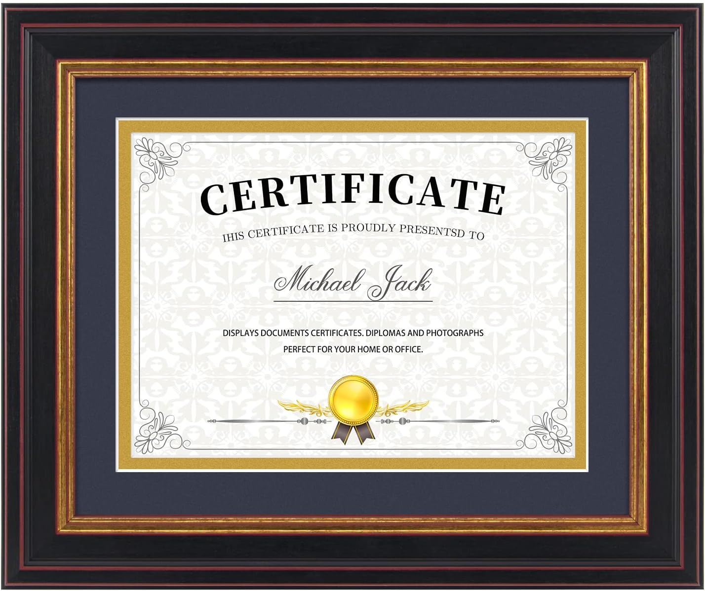 Amazon.com - Frametory, 6x8 Diploma Frame with (Navy Blue/Gold) Double ...