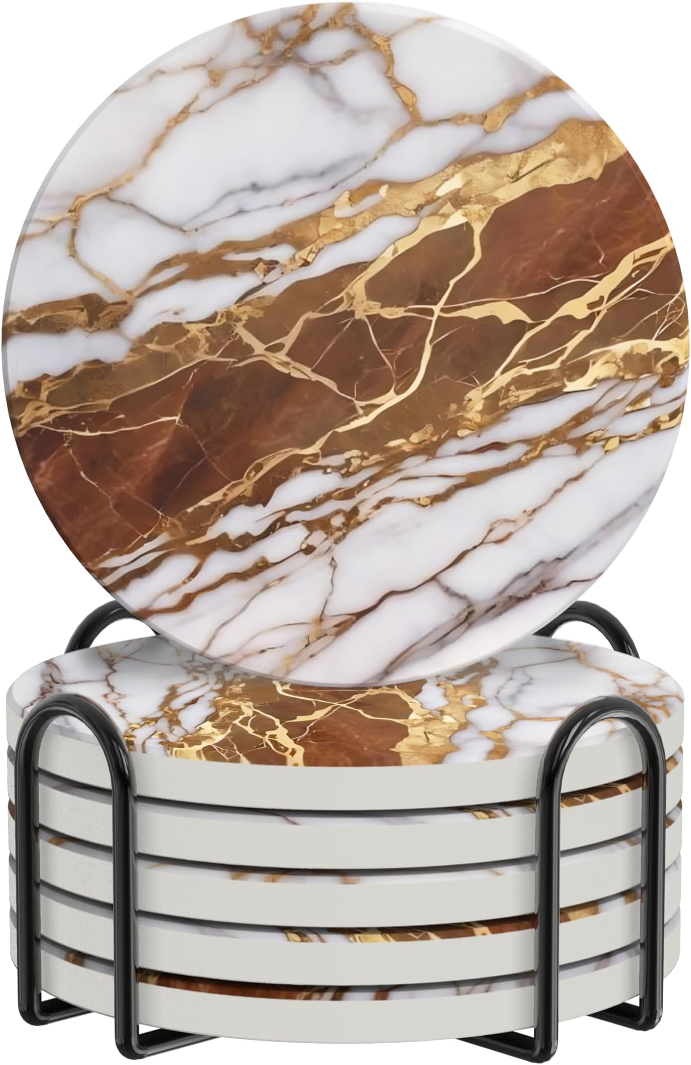 Amazon.com: PrepSavvy Coasters for Drinks,Coasters with Holder Set of 6 ...