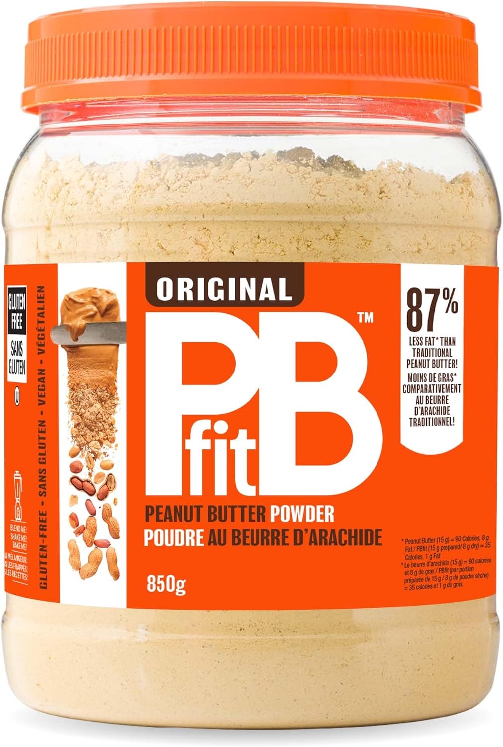 PBfit Peanut Butter Powder - 87% Less Fat, 4g of Protein, Gluten Free ...