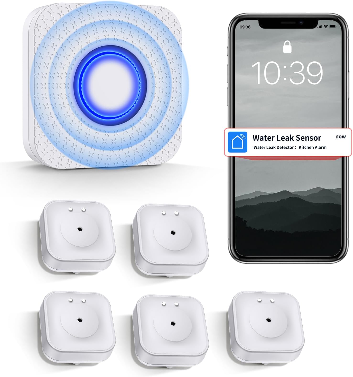 WiFi Water Sensors - 110dB Detector with Real-time APP Notifications ...