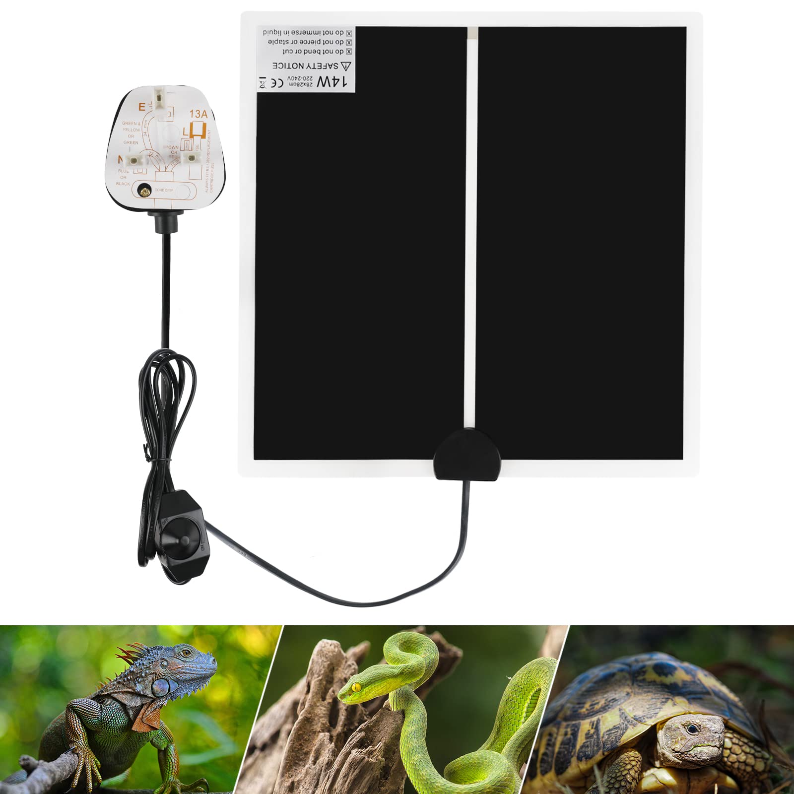 IWILCS Heat Mat Reptile, 14W Reptile Heat Pad Waterproof Terrarium Heat ...