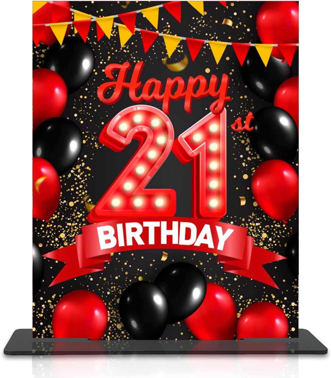 Amazon.com: Happy 21st Birthday Black & Red Balloon Acrylic Table ...