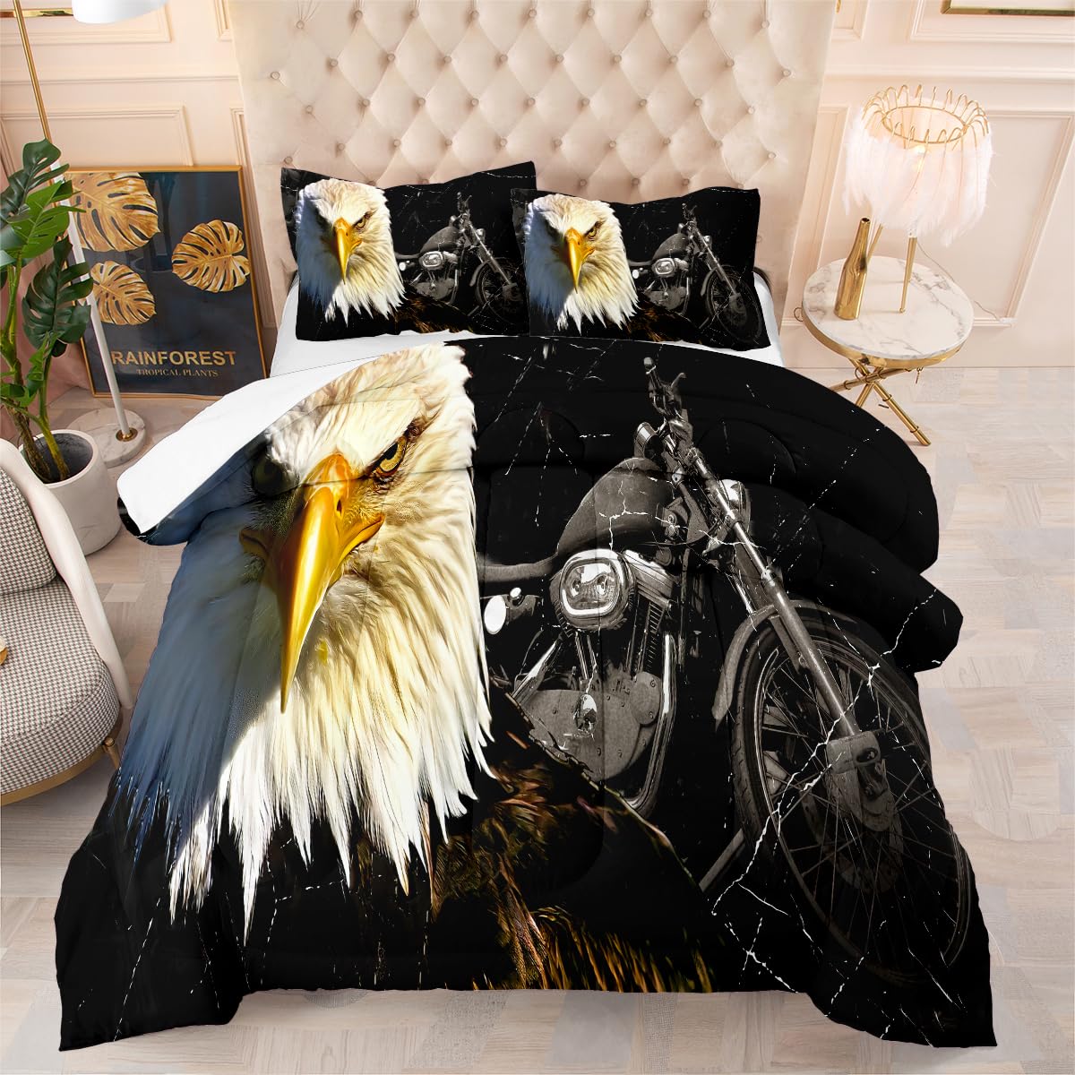 Amazon.com: ZZXHG Queen Comforter Set, 3D Eagle Comforter for Queen ...