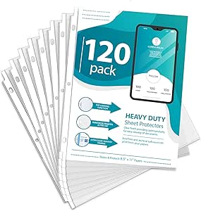 Amazon.com : Agoer 160 Micron Sheet Protectors for 3 Ring Binder,120 ...