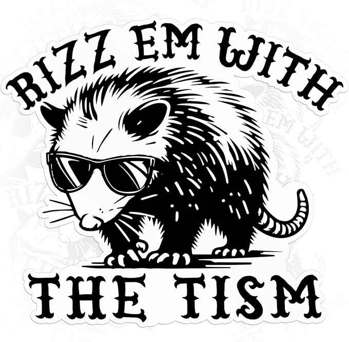 Amazon.com: Rizz Em with The Tism Sticker Sarcastic Funny Meme Dark ...