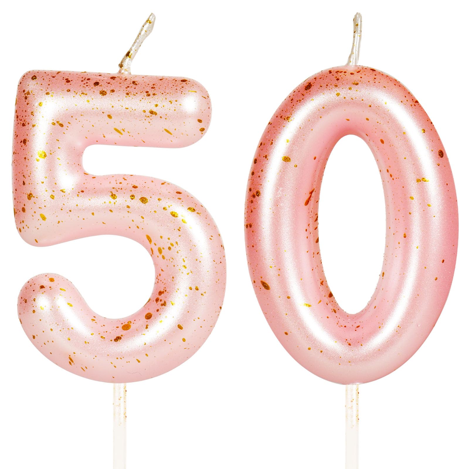 Amazon.com: Hongplus Pink Gold Number 50 Candles, 50 Birthday Candle ...