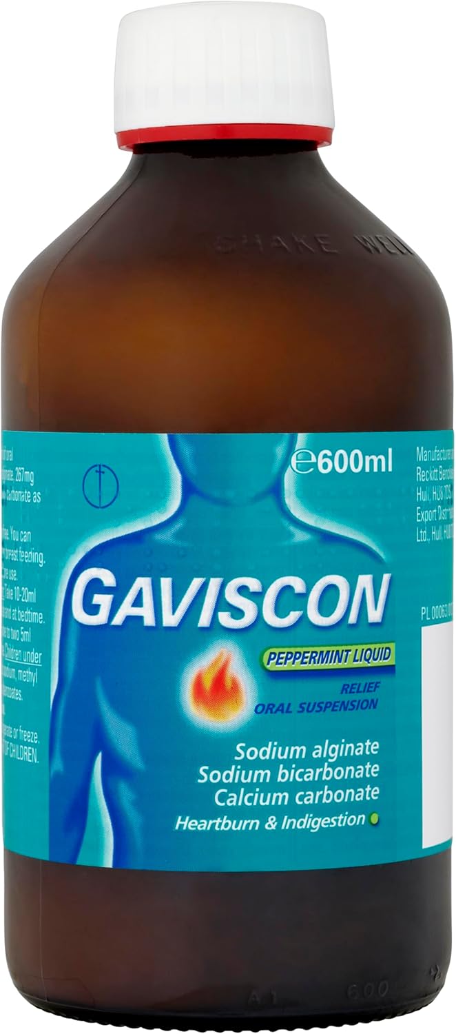 Gaviscon Peppermint Liquid 600 ml - Fast-Acting Heartburn, Indigestion ...