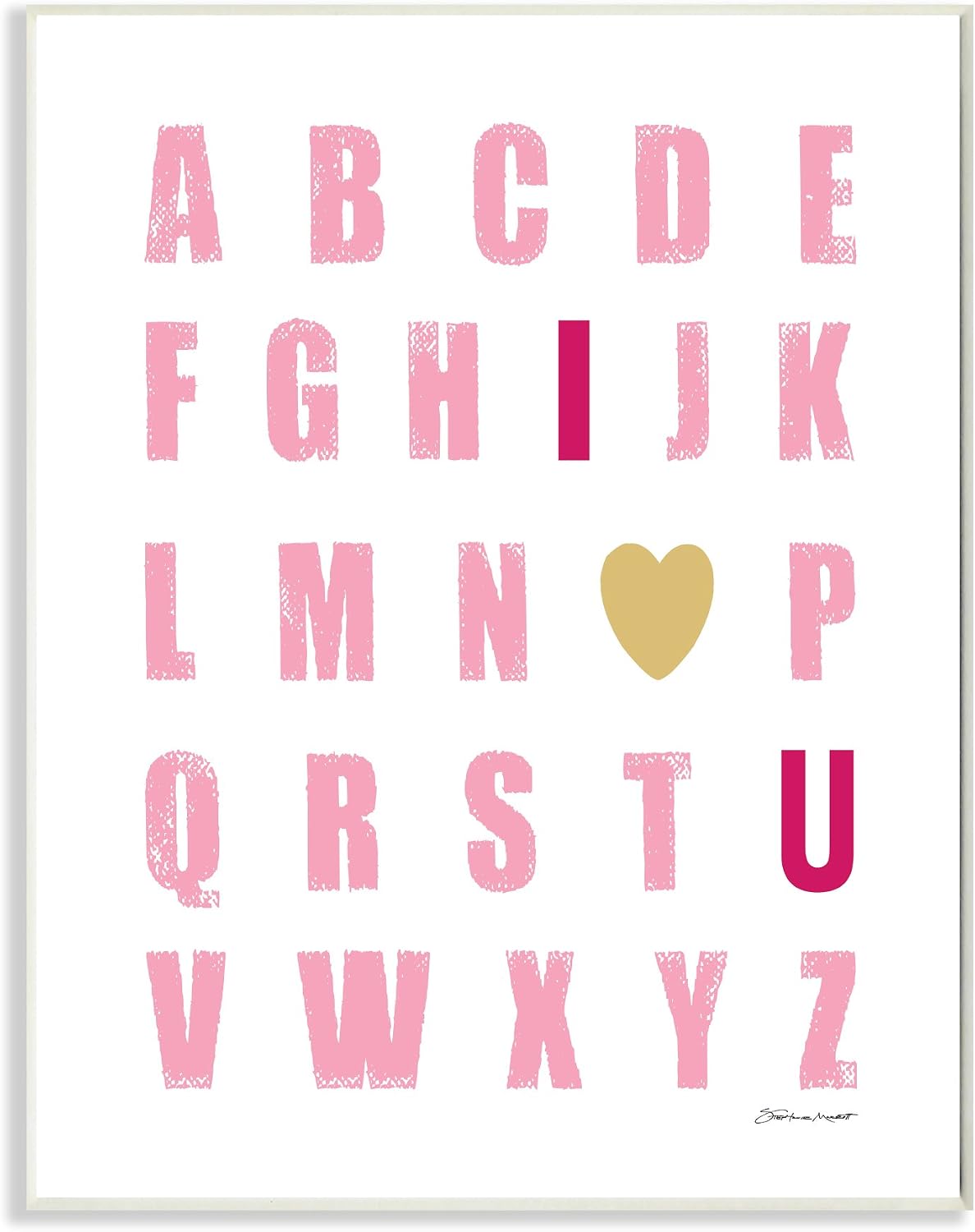 Amazon.com: Stupell Home Décor Pink Alphabet Love Wall Plaque Art, 10 x ...