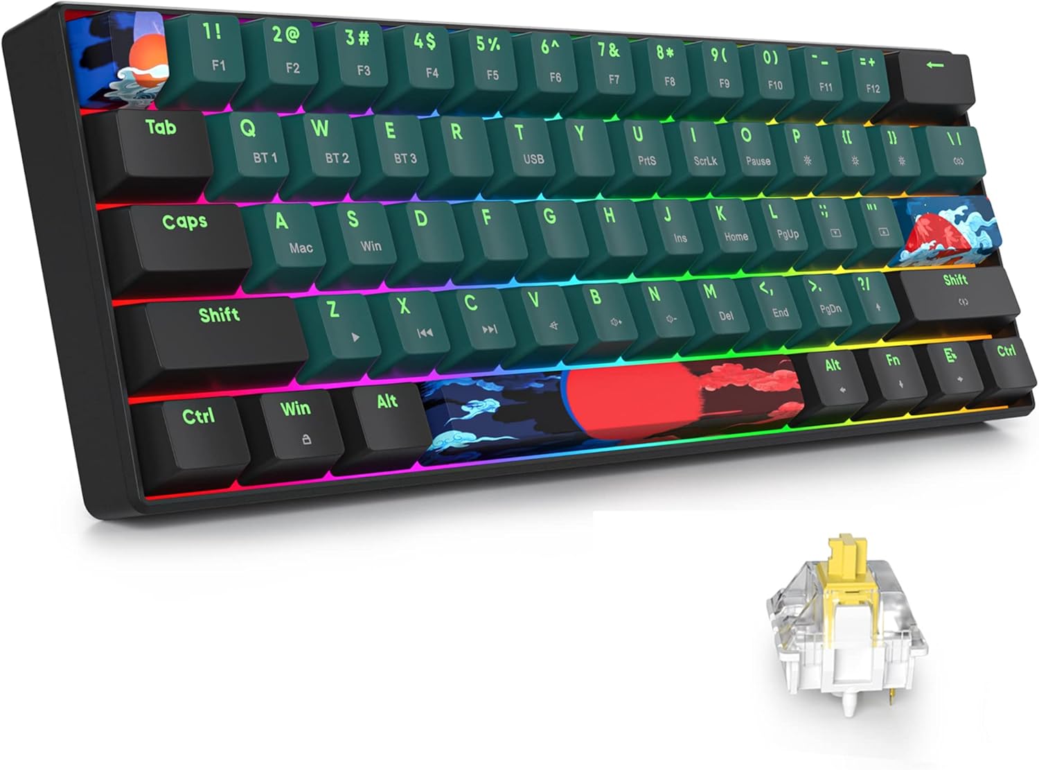 surmen GT61 60% Mechanical Gaming Keyboard 60 Percent RGB Backlit Hot ...