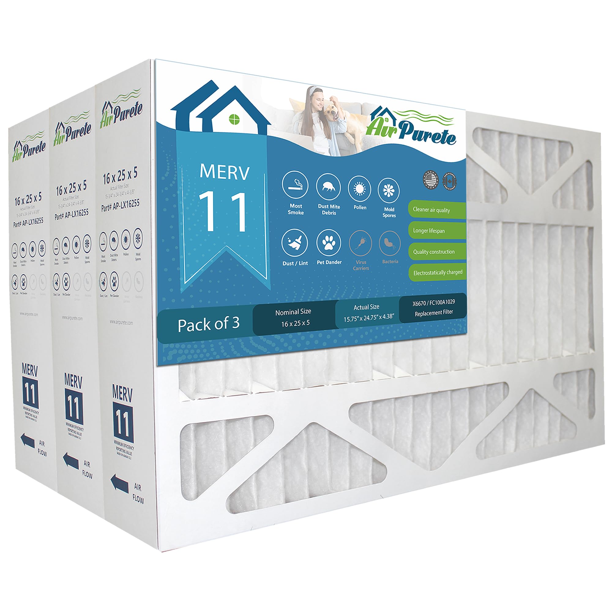 X6670, FC100A1029 Replacement Filter | AirPurete AP-LX16255 | Actual ...