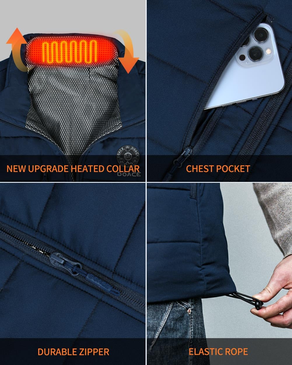 Snapklik.com : Heated Vest For Men, Lights-out Design, Smart Electric ...
