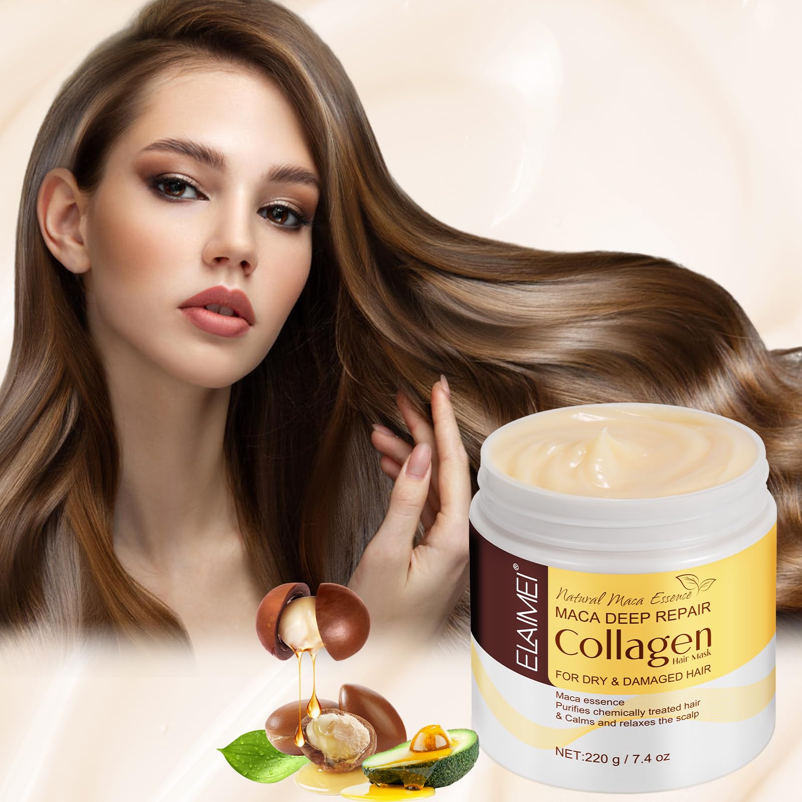 Amazon.com: Collagen Hair Treatment Mask, Argan Oil Deep Conditioning Hair Mask for Damaged Hair ...