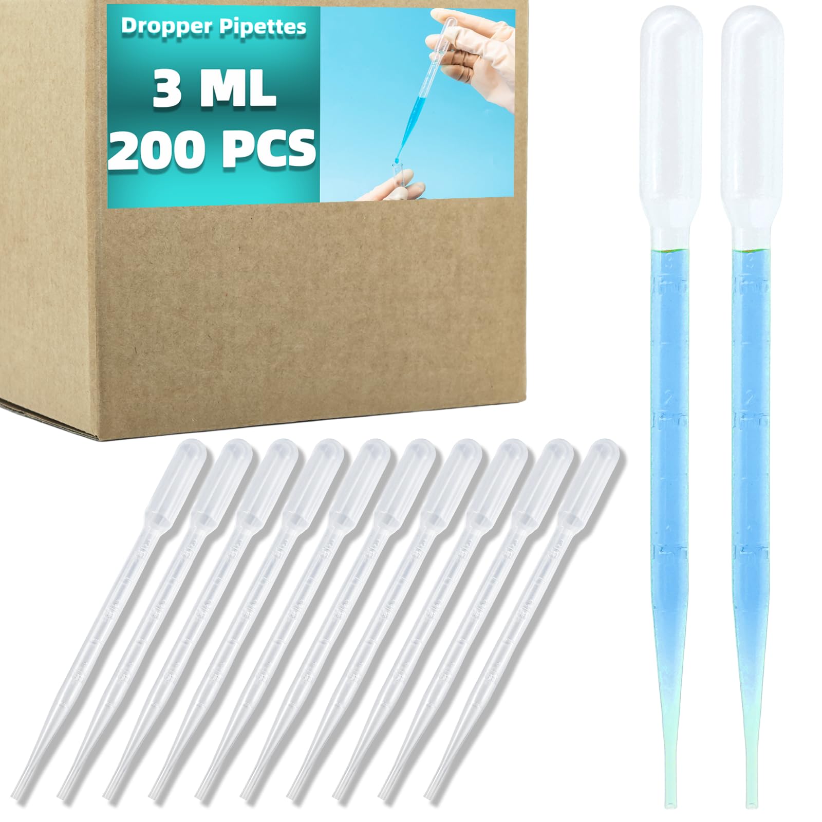 Amazon.com: Atdcoek 200 PCS 3ml Disposable Pipette, Pipettes Dropper ...
