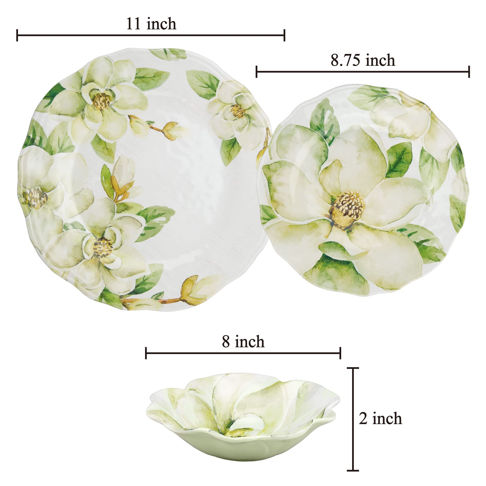 Snapklik.com : UPware 12 Piece Magnolia Melamine Dinnerware Sets