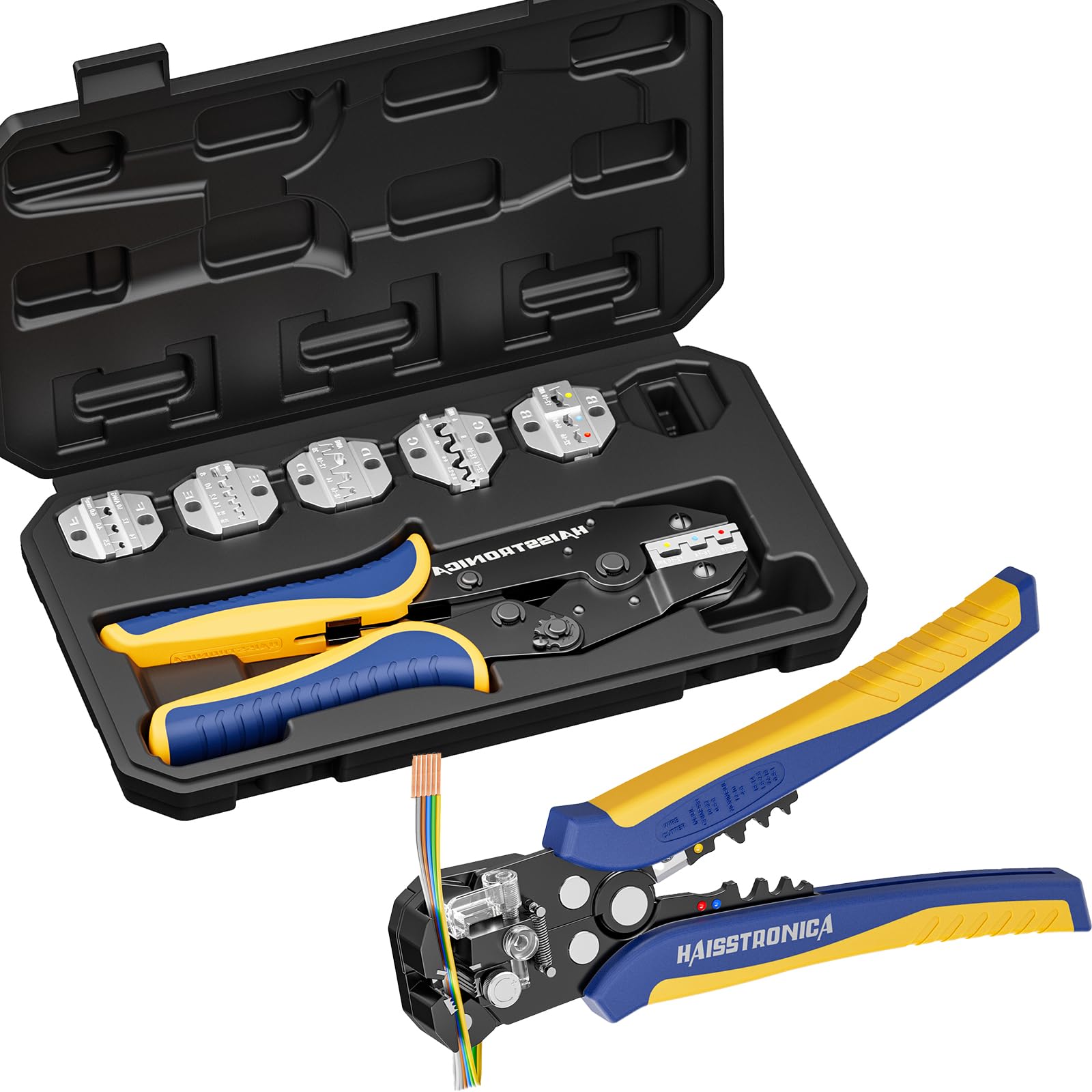 haisstronica 6PCS Crimping Tool Set+Self-Adjusting Wire Stripper ...