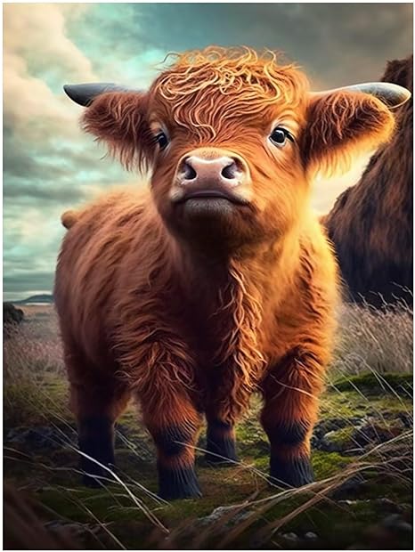 Amazon.com: Highland Cow Diamond Painting for Adults - 5D Diamond Art ...